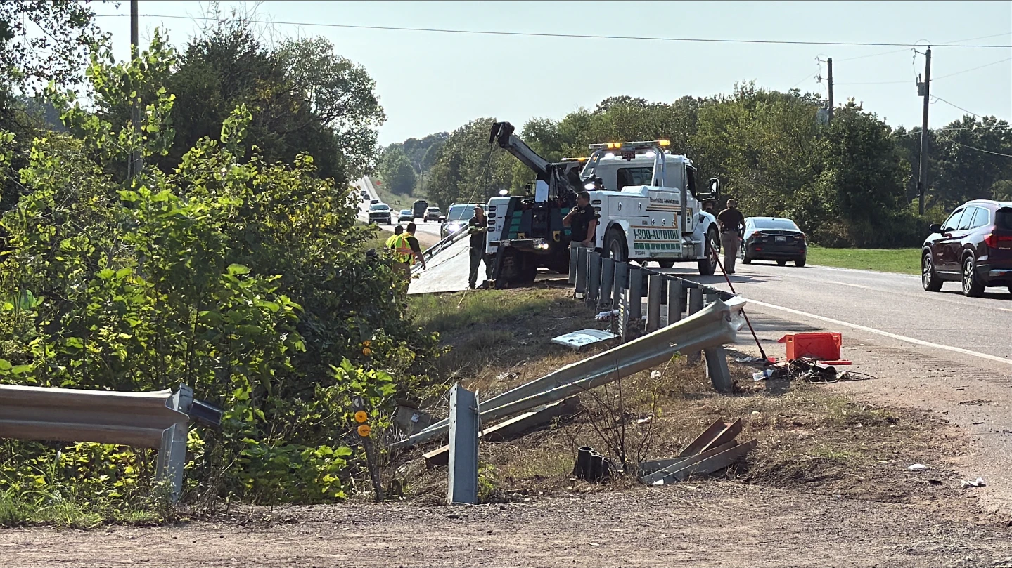 Two cars drive off ravine near Pink, Okla.